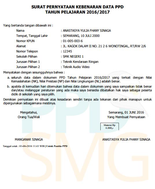 Detail Contoh Surat Pernyataan Kebenaran Dokumen Ppdb Koleksi Nomer