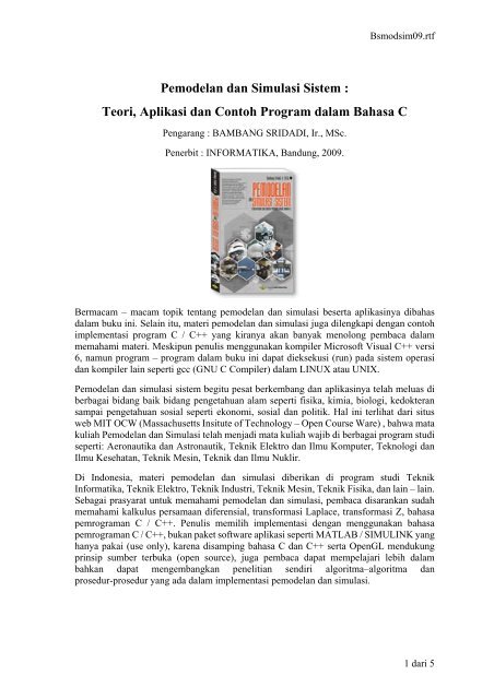 Detail Buku Pemodelan Dan Simulasi Sistem Koleksi Nomer 13 Detail Buku Pemodelan Dan Simulasi Sistem Koleksi Nomer 13