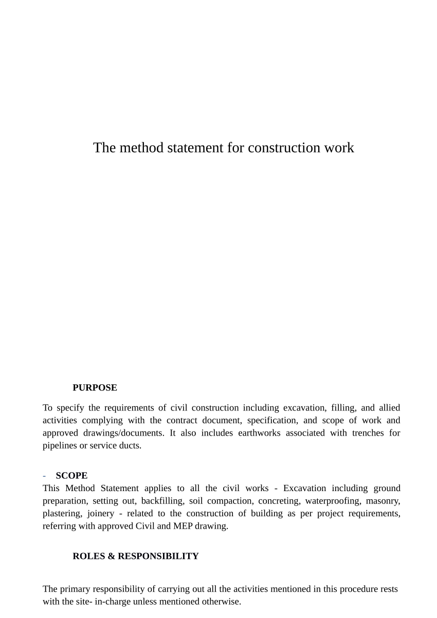 Detail Construction Method Statement Template Doc Koleksi Nomer 30 Detail Construction Method Statement Template Doc Koleksi Nomer 30
