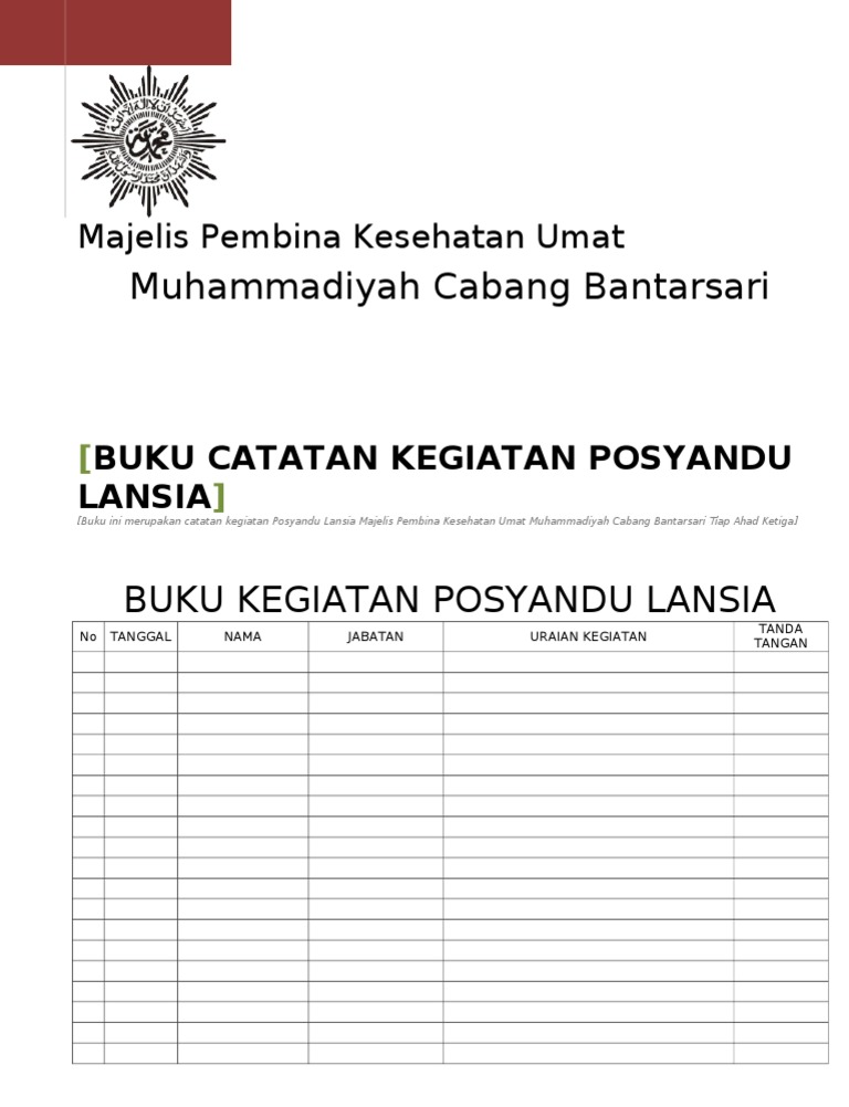 Contoh Buku Kegiatan Posyandu 42 Koleksi Gambar 