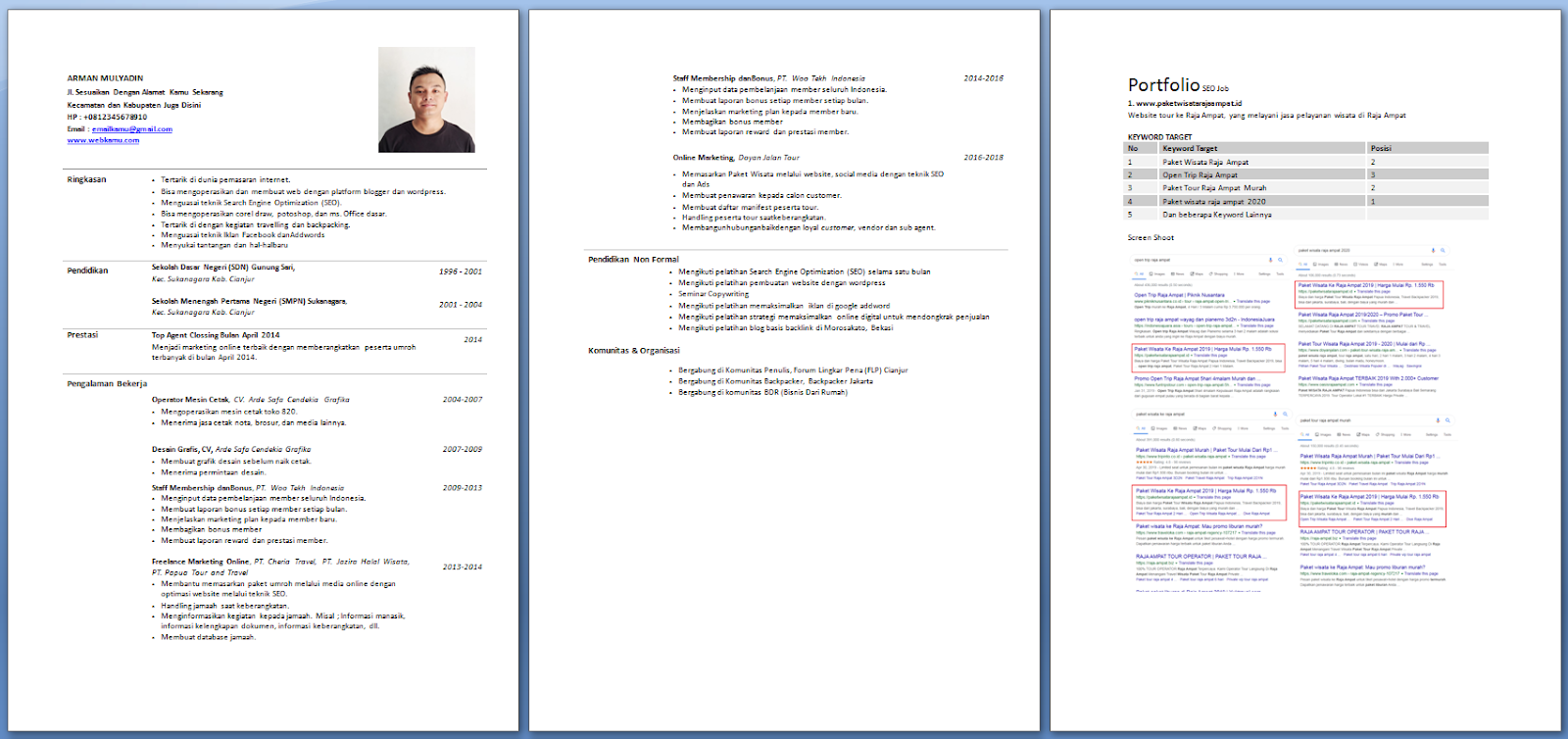 Detail Contoh Cv Word Template Koleksi Nomer 4 Detail Contoh Cv Word Template Koleksi Nomer 4