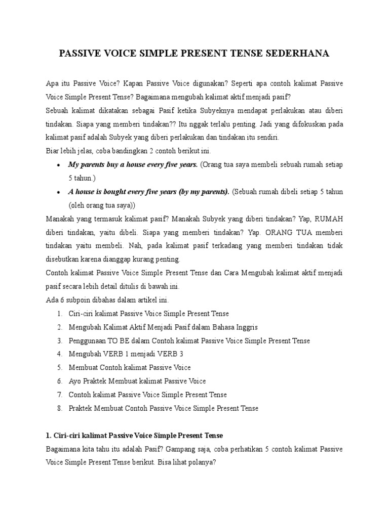 Detail Contoh Passive Voice Simple Present Koleksi Nomer 41 Detail Contoh Passive Voice Simple Present Koleksi Nomer 41