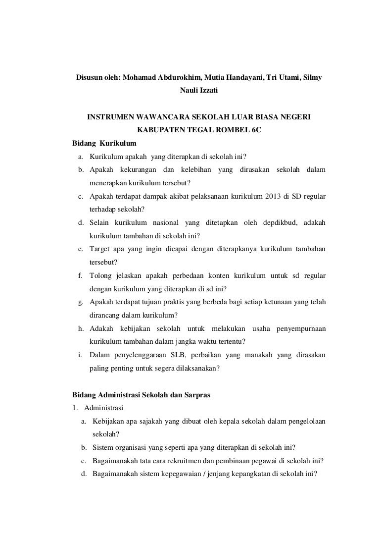 Detail Contoh Pertanyaan Wawancara Penelitian Kualitatif Pendidikan