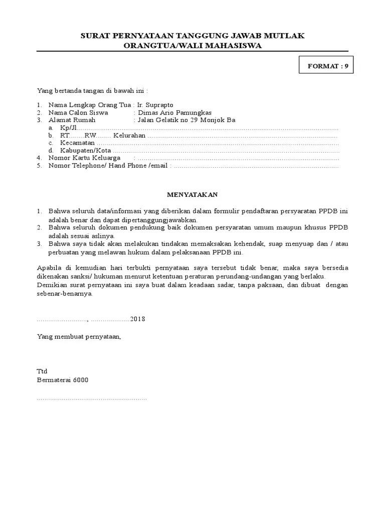 Contoh Surat Mutlak Orang Tua - Riset Contoh Surat Mutlak Orang Tua - Riset