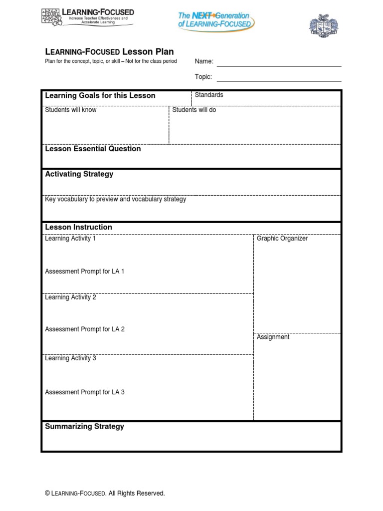 Detail Learning Focused Lesson Plan Template Koleksi Nomer 3