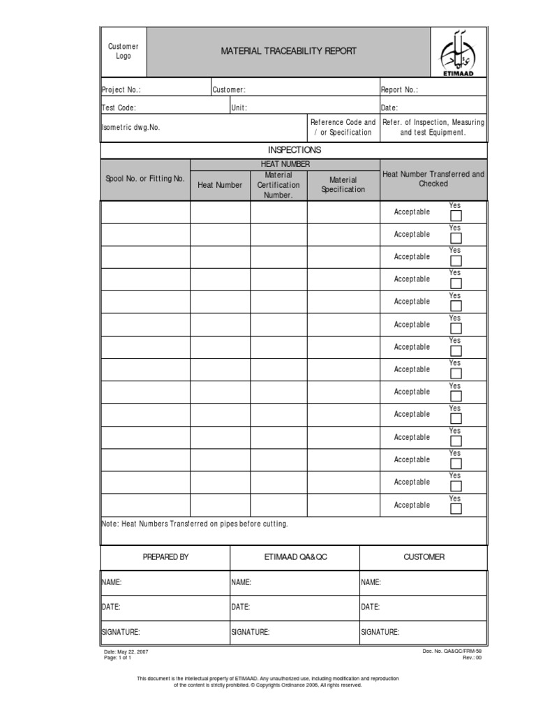 Material Traceability Report Template - 46+ Koleksi Gambar Material Traceability Report Template - 46+ Koleksi Gambar