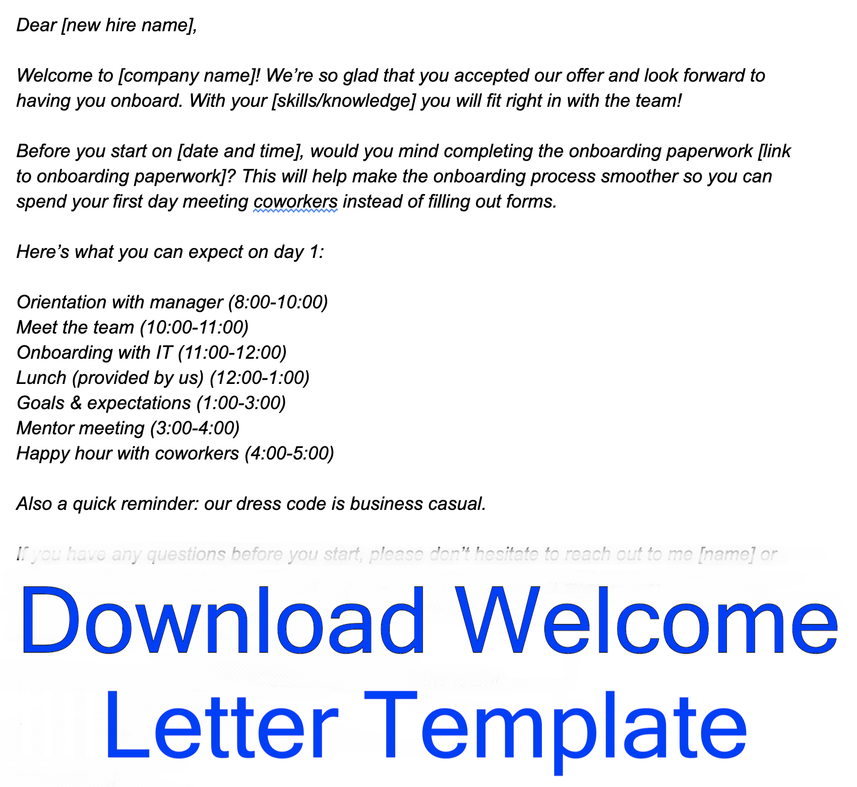 Detail New Employee Welcome Letter Sample Template Koleksi Nomer 15