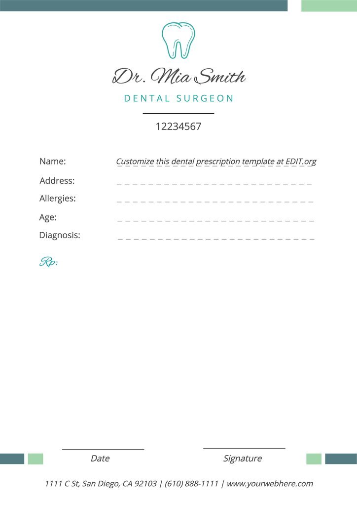 Detail Printable Editable Prescription Template Koleksi Nomer 6