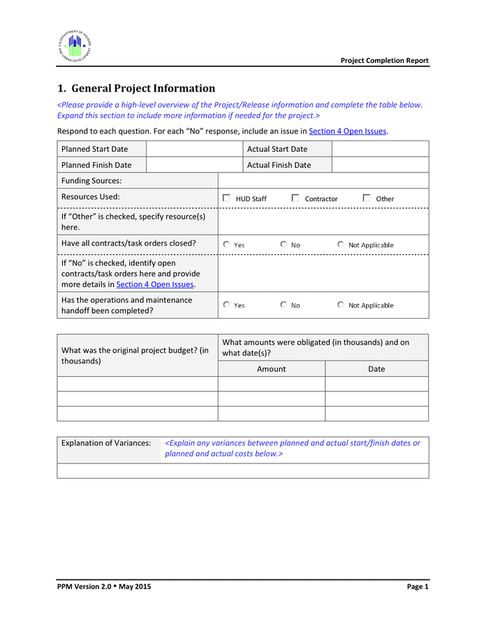 Detail Project Completion Report Template Koleksi Nomer 8