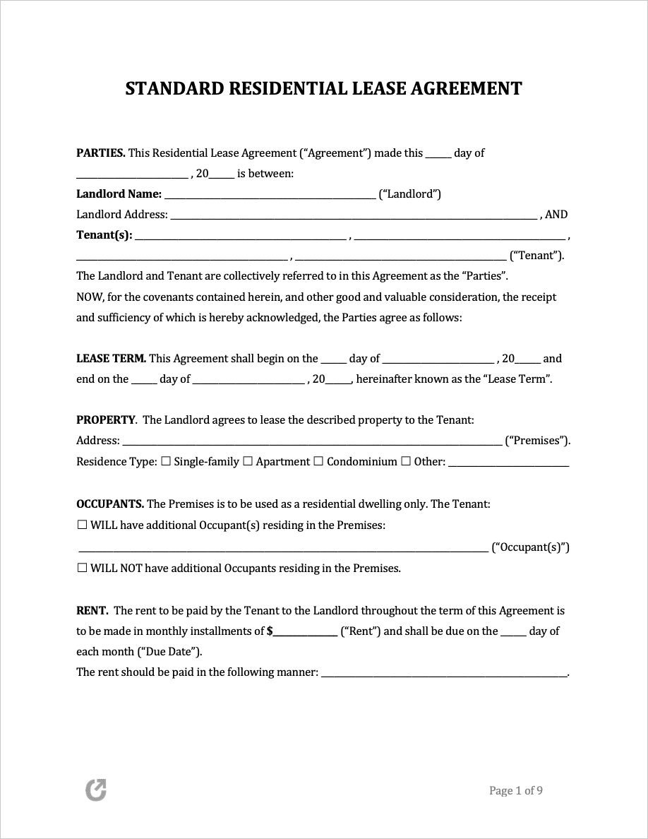 Property Rental Agreement Template
