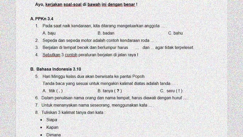 Detail Soal Bahasa Indonesia Membuat Kalimat Berdasarkan Gambar Kelas 2