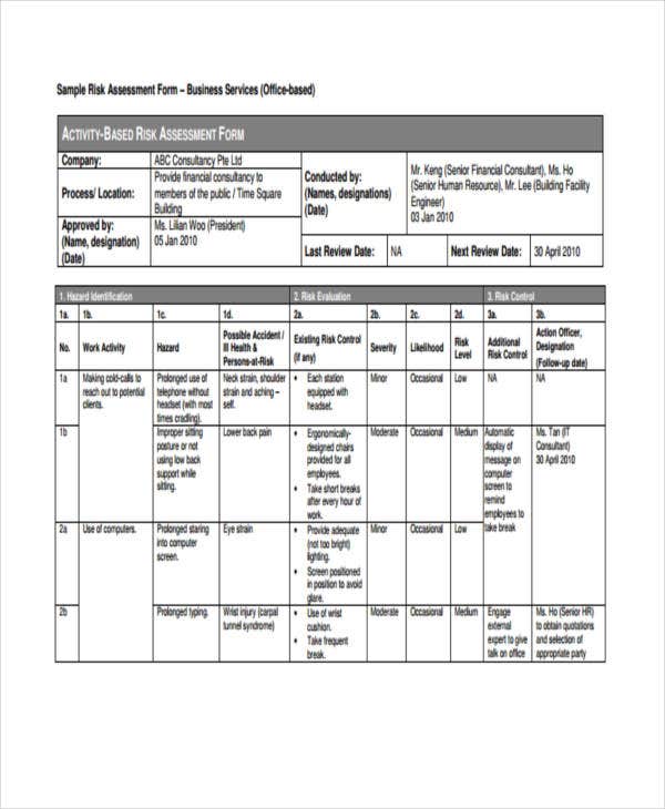 Detail Task Based Risk Assessment Template Koleksi Nomer 14
