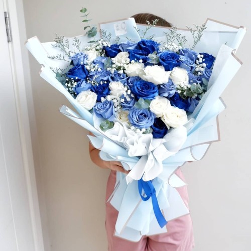 Detail Buket Bunga Warna Biru Putih Koleksi Nomer 5 Detail Buket Bunga Warna Biru Putih Koleksi Nomer 5
