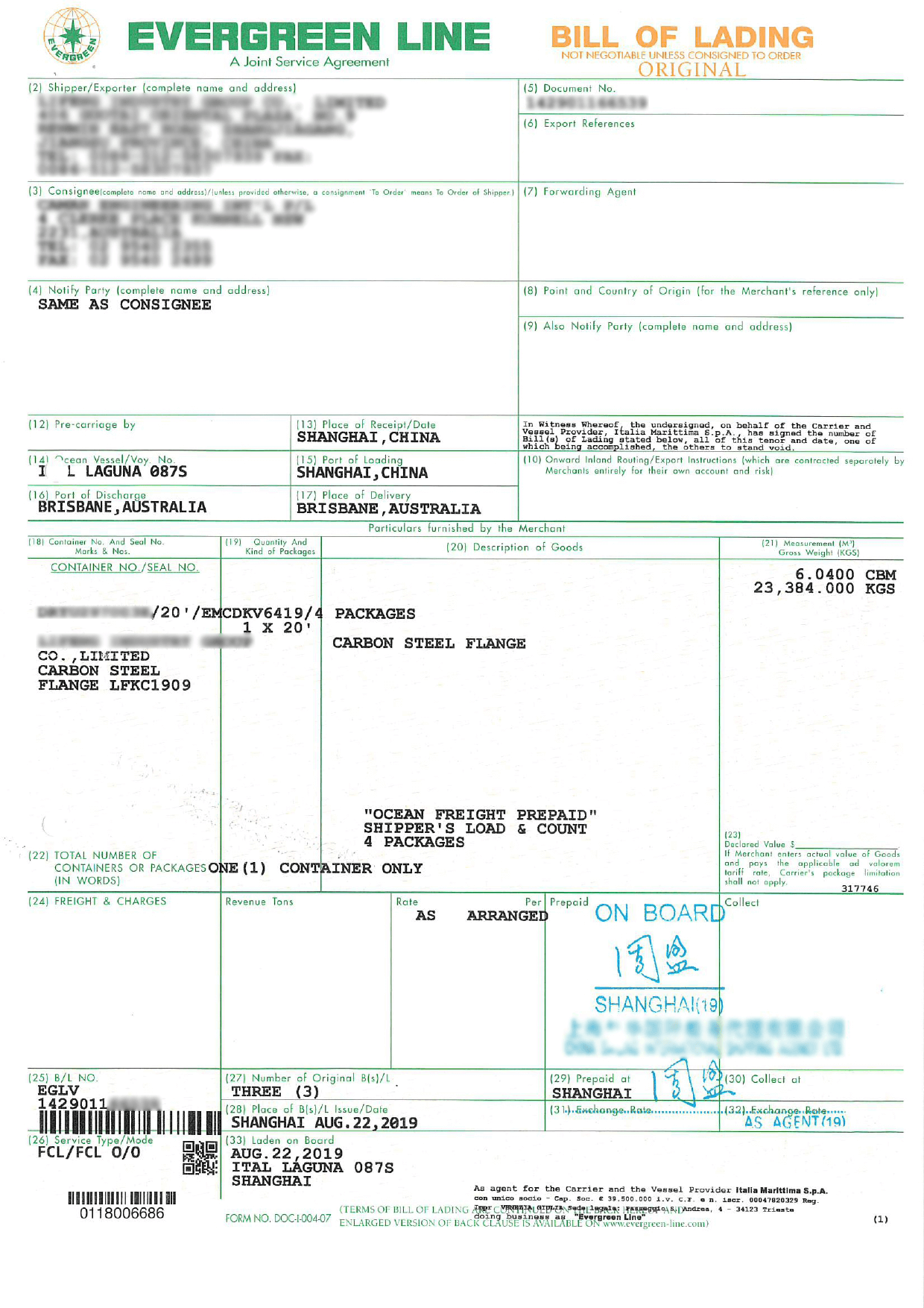 Detail Contoh Bill Of Lading Koleksi Nomer 8