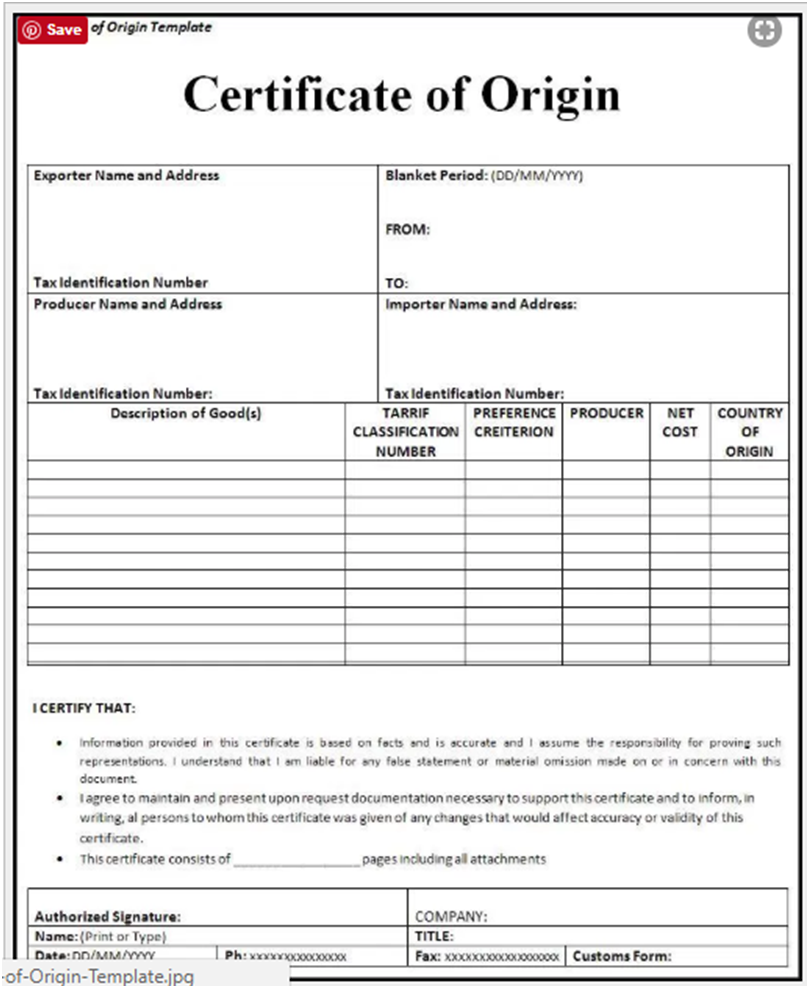Contoh Certificate Of Origin Contoh Certificate Of Origin