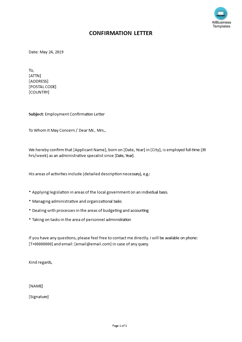 Detail Contoh Confirmation Letter Koleksi Nomer 4
