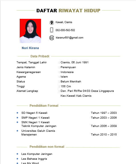 Detail Contoh Cv Biasa Koleksi Nomer 5 Detail Contoh Cv Biasa Koleksi Nomer 5