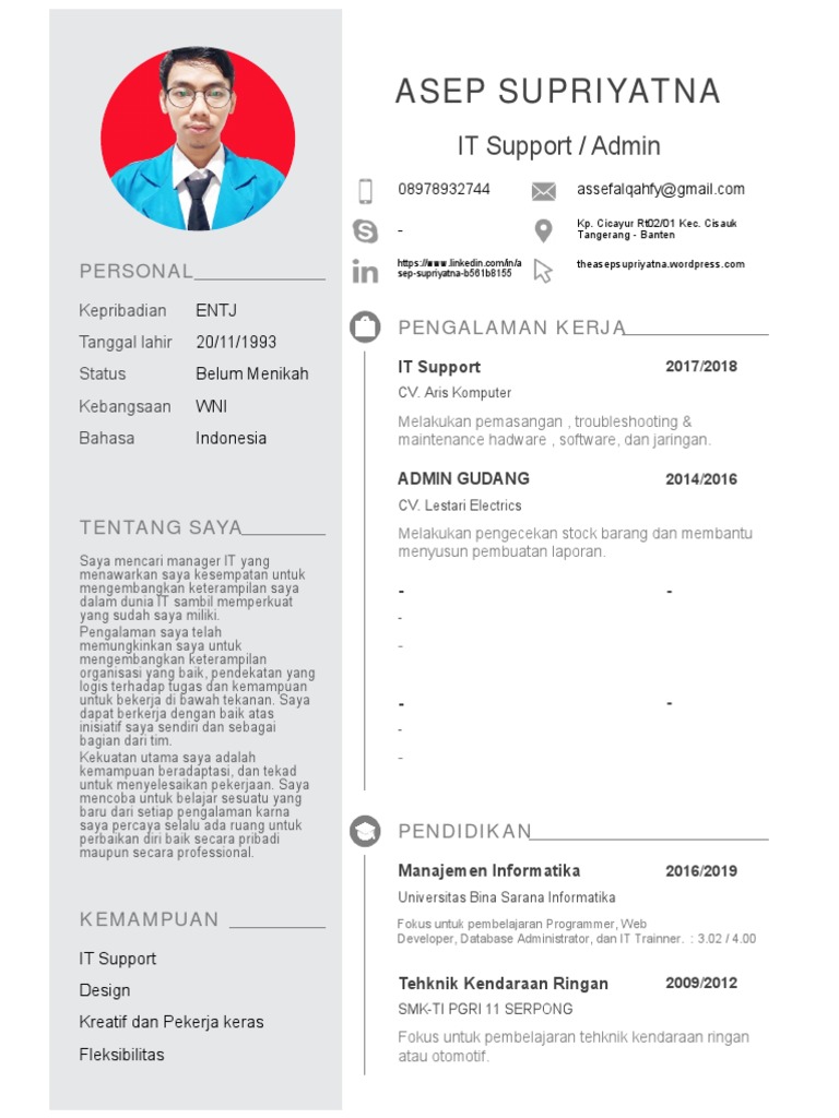 Detail Contoh Cv It Support Koleksi Nomer 40 Detail Contoh Cv It Support Koleksi Nomer 40