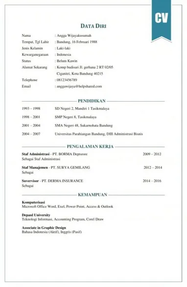 Detail Contoh Cv Simple Menarik Koleksi Nomer 49 Detail Contoh Cv Simple Menarik Koleksi Nomer 49