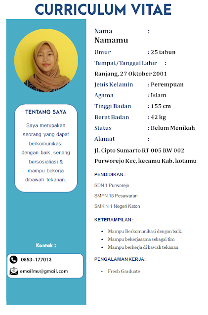 Detail Contoh Cv Word Simple Koleksi Nomer 3 Detail Contoh Cv Word Simple Koleksi Nomer 3