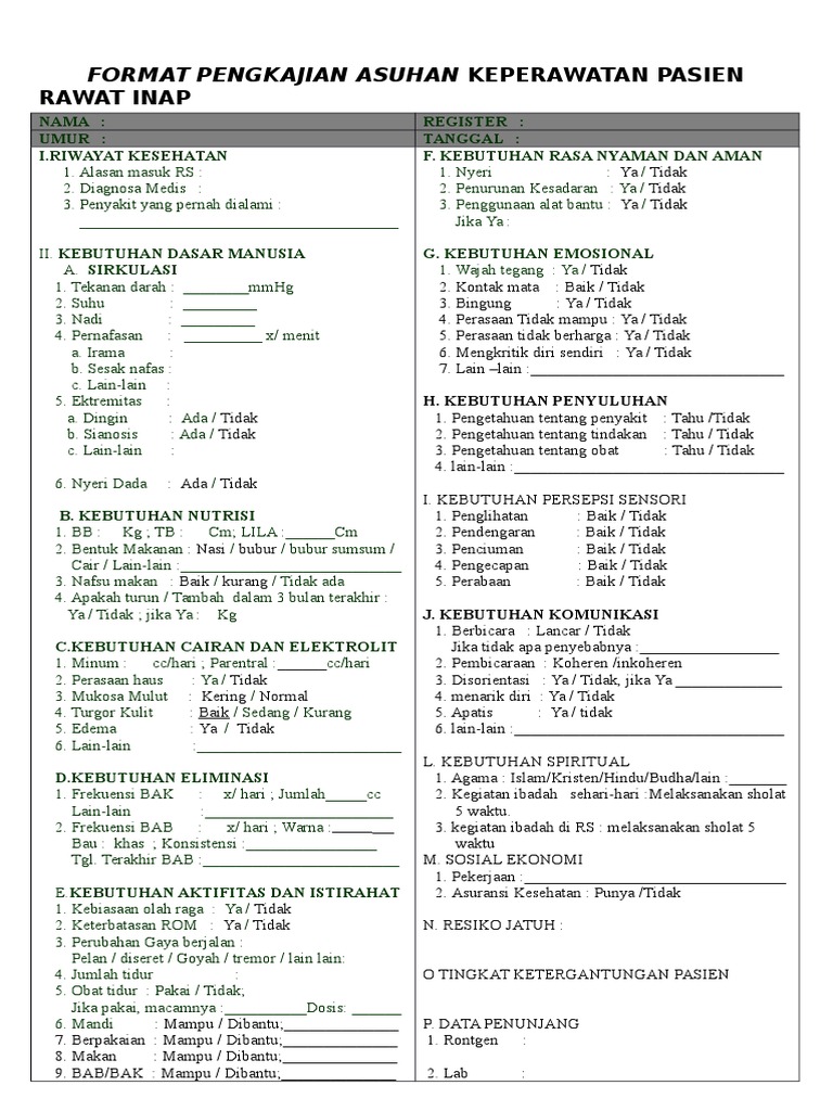 Detail Contoh Format Pengkajian Keperawatan Koleksi Nomer 16 Detail Contoh Format Pengkajian Keperawatan Koleksi Nomer 16