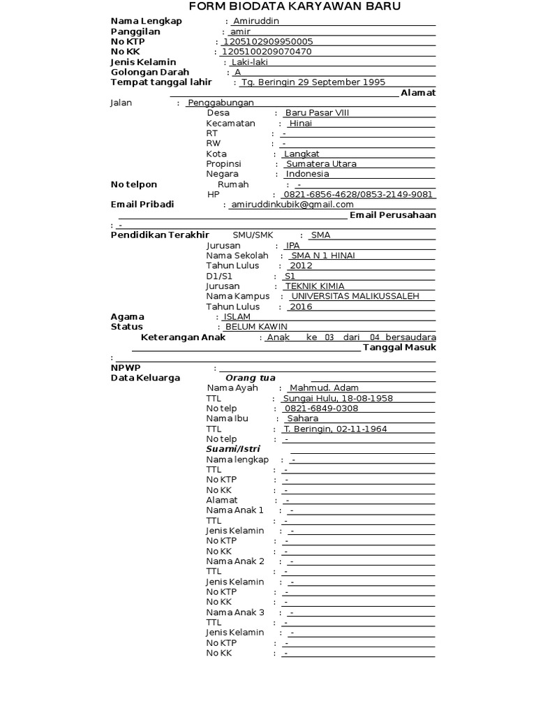 Detail Contoh Formulir Biodata Diri Lengkap Koleksi Nomer 31 Detail Contoh Formulir Biodata Diri Lengkap Koleksi Nomer 31