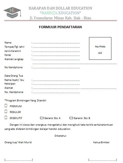 Detail Contoh Formulir Pendaftaran Bimbel Koleksi Nomer 44 Detail Contoh Formulir Pendaftaran Bimbel Koleksi Nomer 44