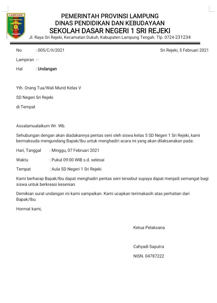 Detail Contoh Gambar Surat Undangan Setengah Resmi Koleksi Nomer 18