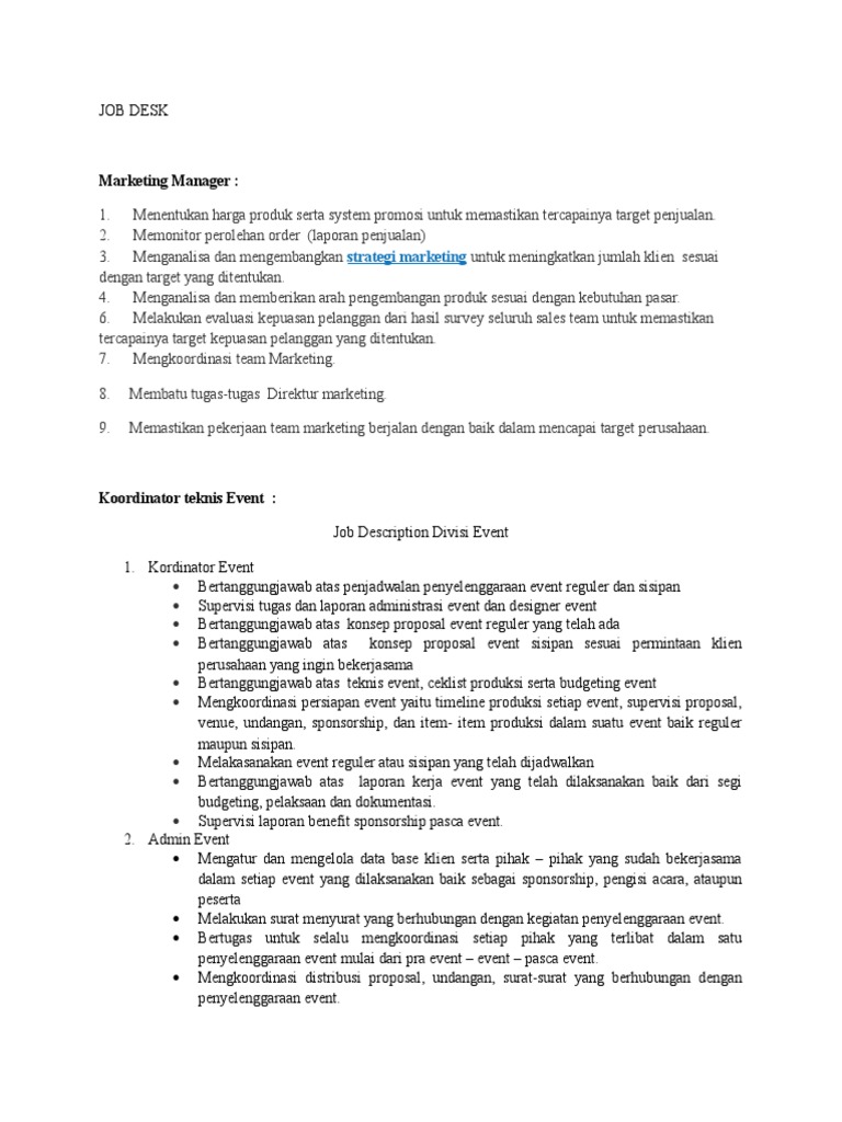 Contoh Job Description Marketing - 56+ Koleksi Gambar Contoh Job Description Marketing - 56+ Koleksi Gambar