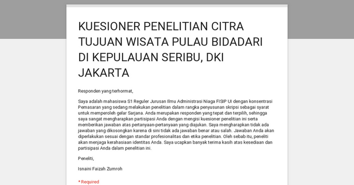 Detail Contoh Kuesioner Penelitian Google Form Koleksi Nomer 4 Detail Contoh Kuesioner Penelitian Google Form Koleksi Nomer 4