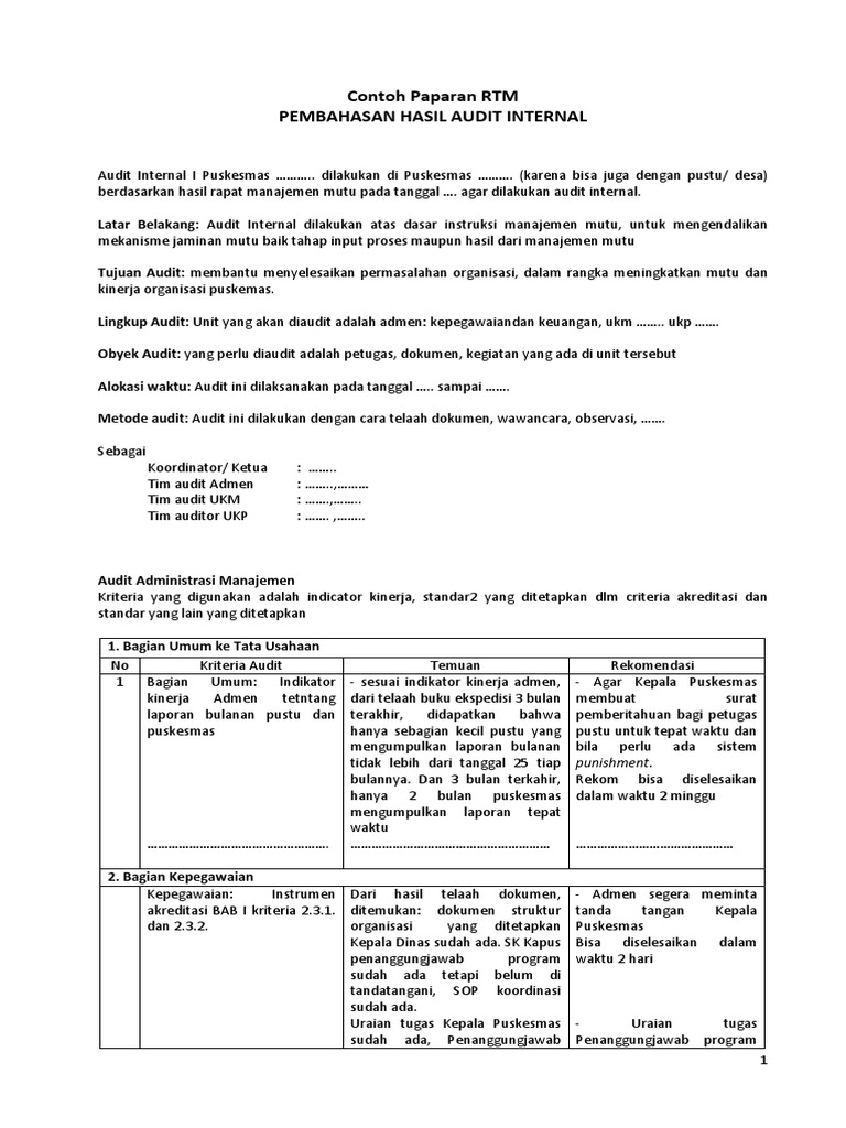Detail Contoh Laporan Audit Internal Koleksi Nomer 7 Detail Contoh Laporan Audit Internal Koleksi Nomer 7