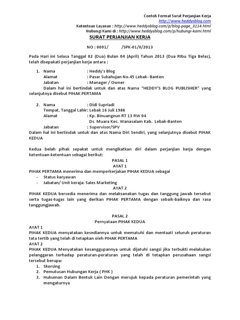 Detail Contoh Perjanjian Kerja Bersama Antara Perusahaan Dan Karyawan ... Detail Contoh Perjanjian Kerja Bersama Antara Perusahaan Dan Karyawan ...