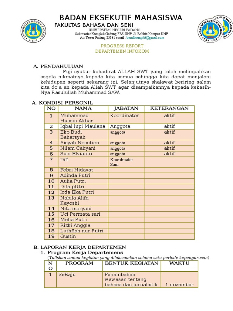 Contoh Progress Report - 51+ Koleksi Gambar