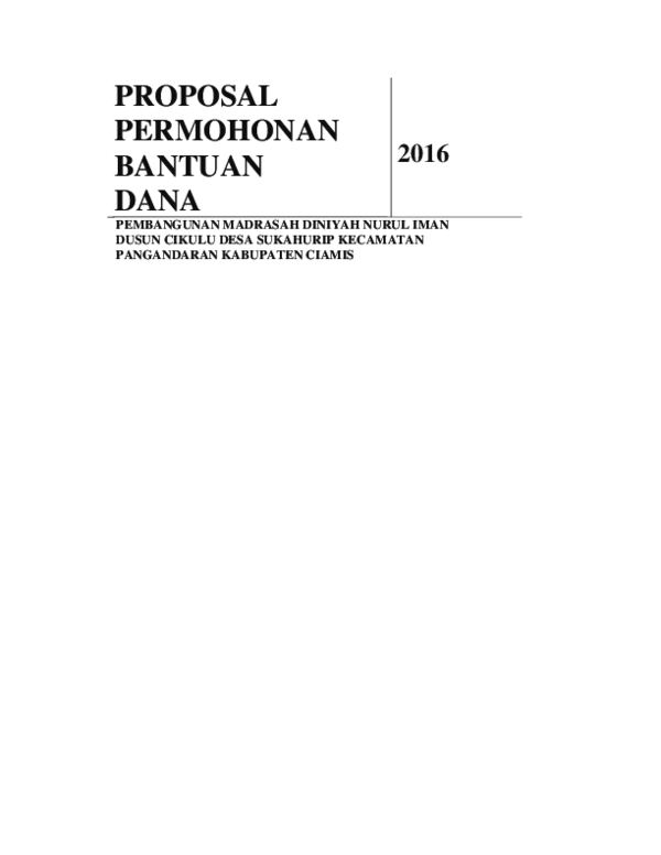 Detail Contoh Proposal Bantuan Dana Pembangunan Koleksi Nomer 10