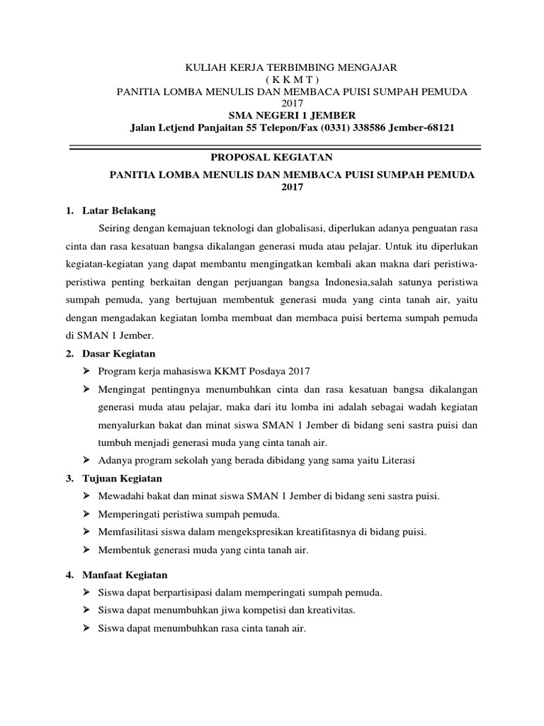Contoh Proposal Kegiatan Lomba Puisi - 54+ Koleksi Gambar Contoh Proposal Kegiatan Lomba Puisi - 54+ Koleksi Gambar