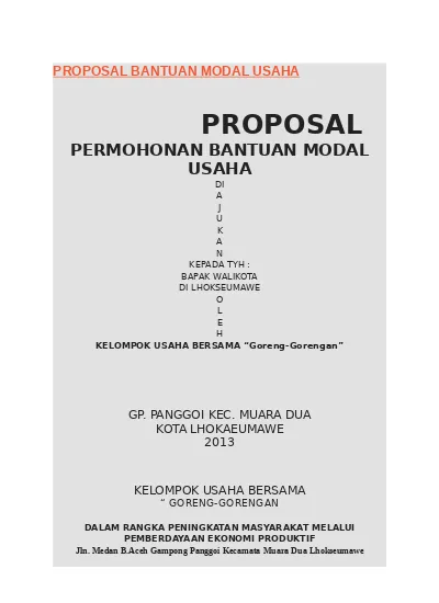 Contoh Proposal Usaha Kecil - 58+ Koleksi Gambar