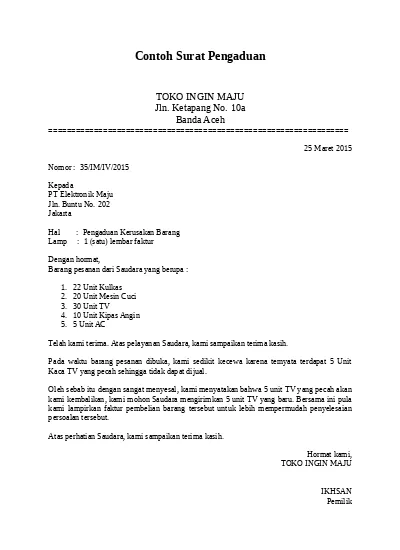 Halaman Unduh untuk file Contoh Surat Complain yang ke 16