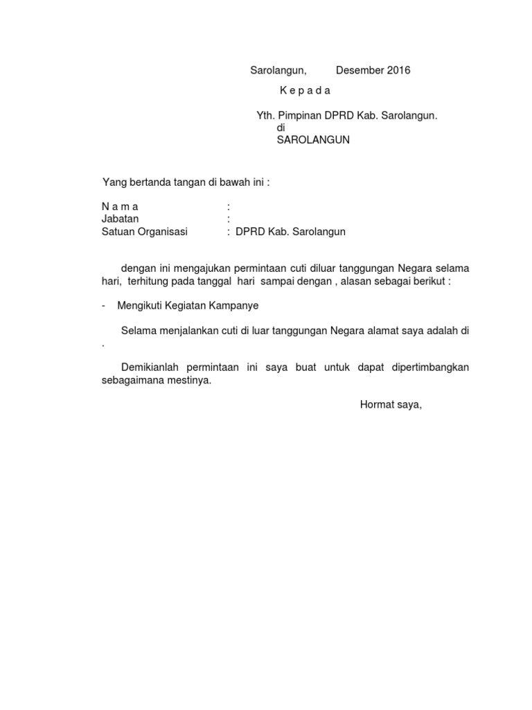 Detail Contoh Surat Cuti Diluar Tanggungan Negara Koleksi Nomer 17 Detail Contoh Surat Cuti Diluar Tanggungan Negara Koleksi Nomer 17