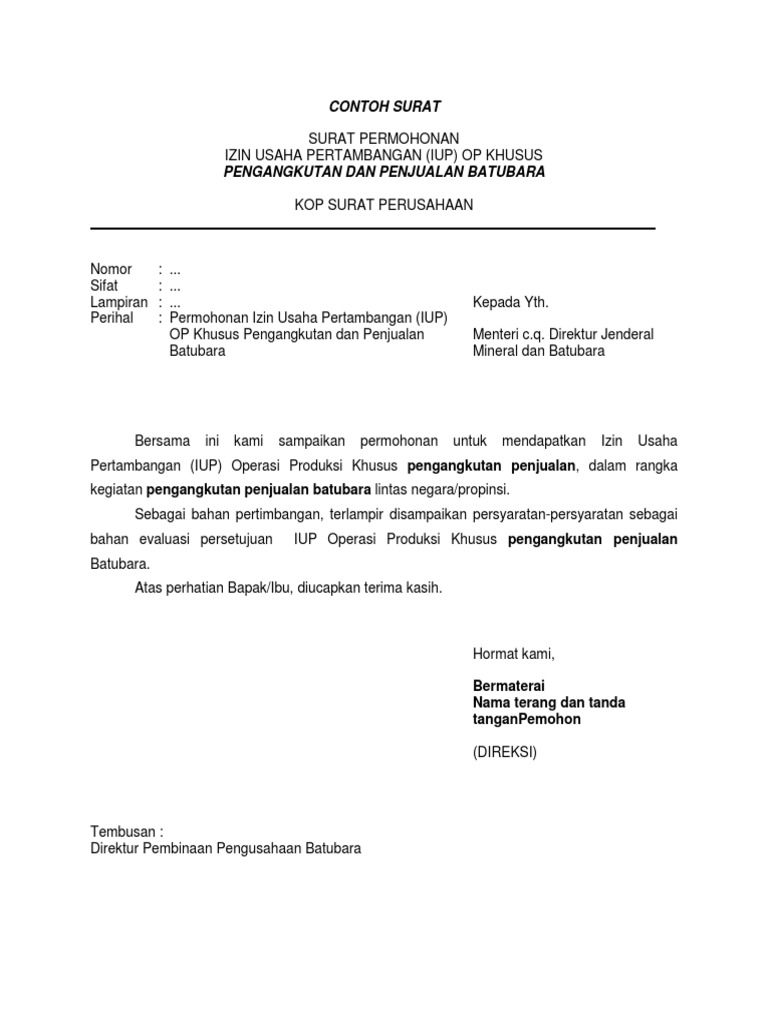 Detail Contoh Surat Izin Usaha Pertambangan Koleksi Nomer 2 Detail Contoh Surat Izin Usaha Pertambangan Koleksi Nomer 2