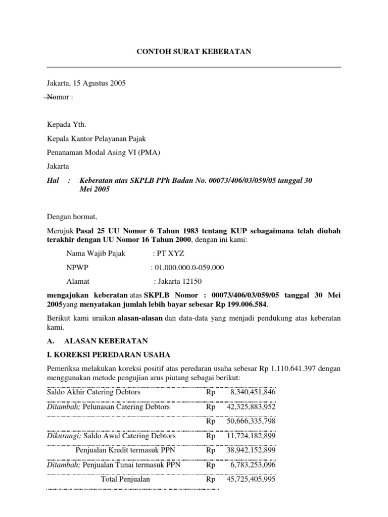 Detail Contoh Surat Keberatan Pajak Koleksi Nomer 2 Detail Contoh Surat Keberatan Pajak Koleksi Nomer 2