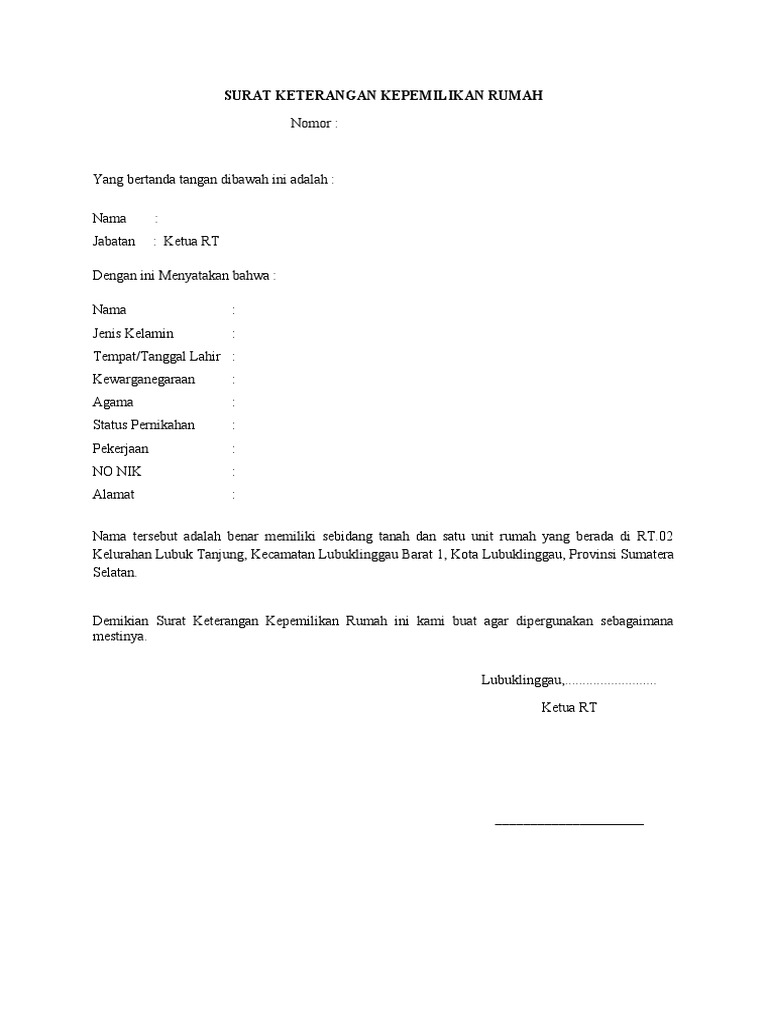 Surat Kepemilikan Rumah Homecare24
