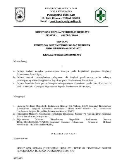 Detail Contoh Surat Keputusan Kepala Puskesmas Koleksi Nomer 23 Detail Contoh Surat Keputusan Kepala Puskesmas Koleksi Nomer 23