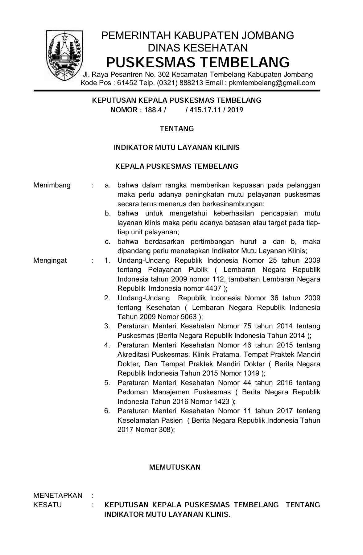 Detail Contoh Surat Keputusan Kepala Puskesmas Koleksi Nomer 41 Detail Contoh Surat Keputusan Kepala Puskesmas Koleksi Nomer 41