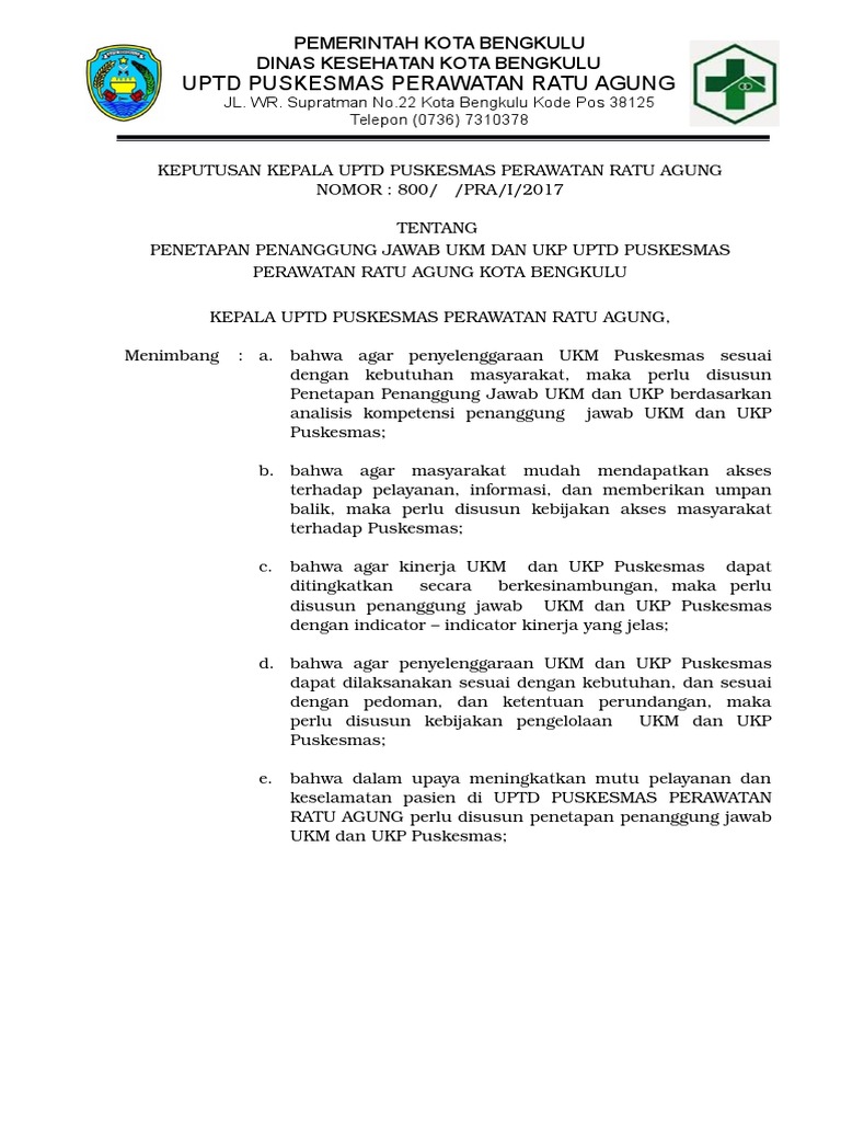 Detail Contoh Surat Keputusan Kepala Puskesmas Koleksi Nomer 9 Detail Contoh Surat Keputusan Kepala Puskesmas Koleksi Nomer 9