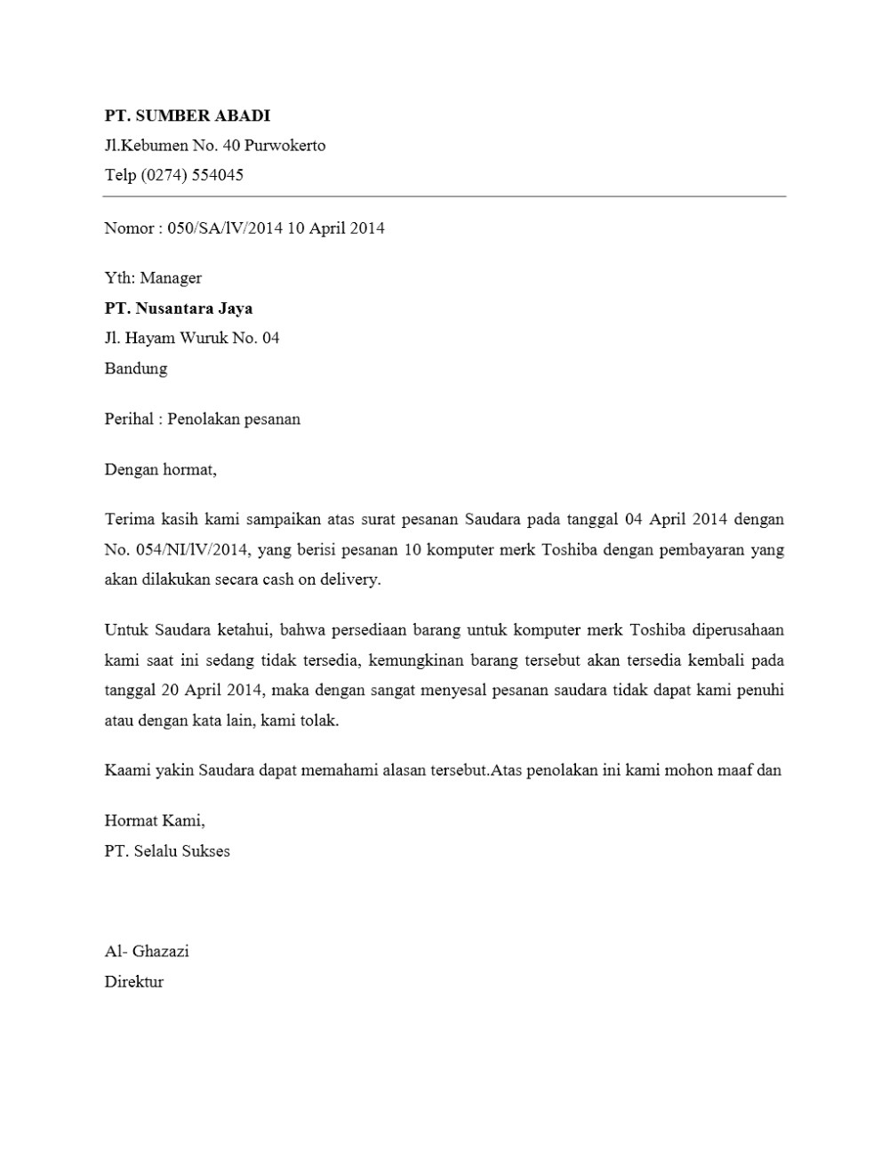 Detail Contoh Surat Konfirmasi Pesanan Barang Koleksi Nomer 54 Detail Contoh Surat Konfirmasi Pesanan Barang Koleksi Nomer 54