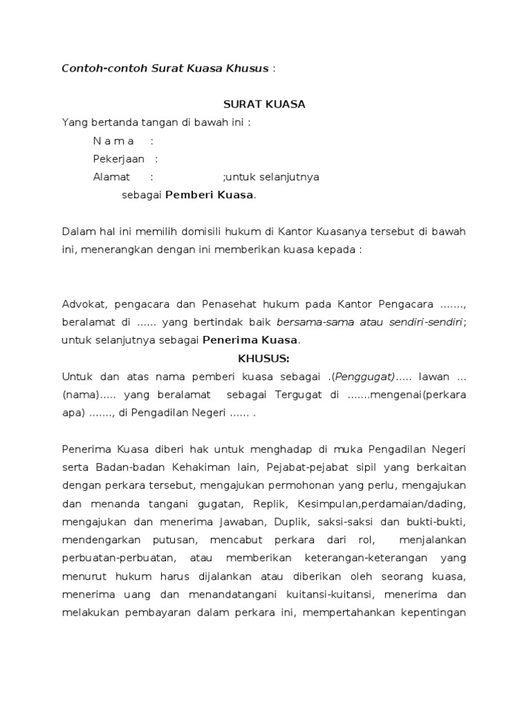 Detail Contoh Surat Kuasa Khusus Perdata Perceraian Koleksi Nomer 10 Detail Contoh Surat Kuasa Khusus Perdata Perceraian Koleksi Nomer 10