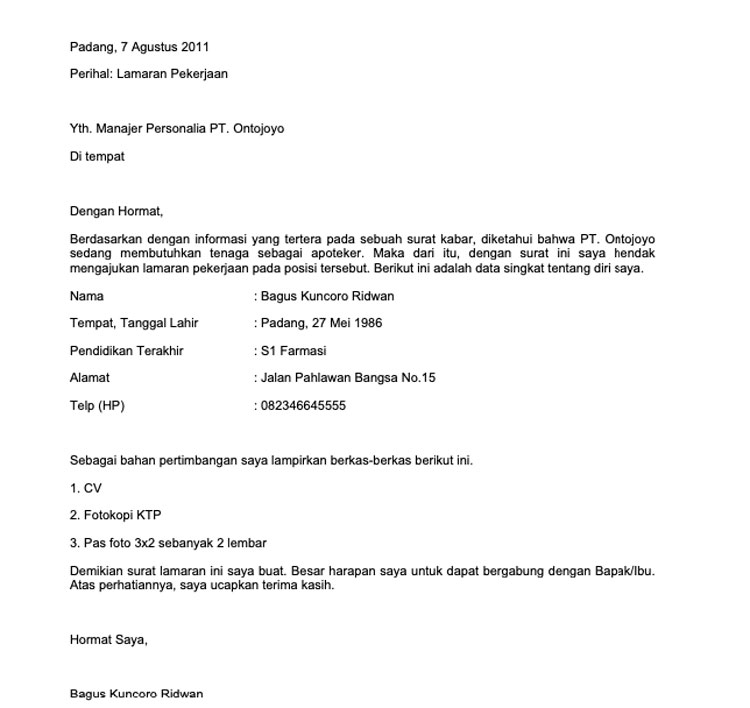 Contoh Surat Lamaran Kerja Singkat Padat Jelas - 57+ Koleksi Gambar Contoh Surat Lamaran Kerja Singkat Padat Jelas - 57+ Koleksi Gambar