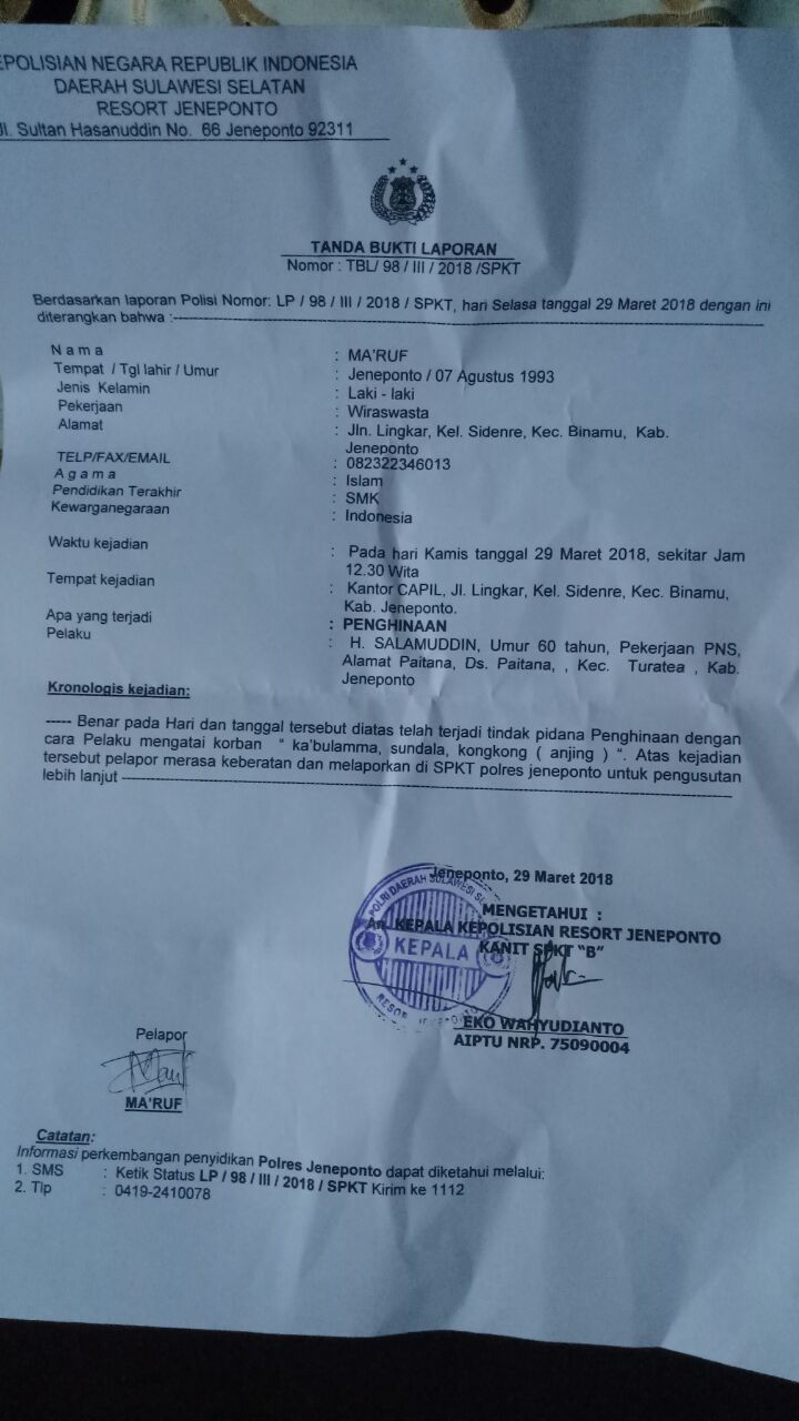 Contoh Surat Laporan Kepolisian Pencemaran Nama Baik