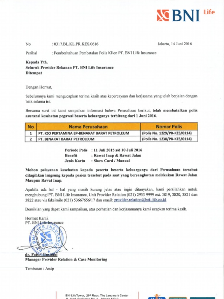 Detail Contoh Surat Pembatalan Polis Asuransi Bni Life Koleksi Nomer 6 Detail Contoh Surat Pembatalan Polis Asuransi Bni Life Koleksi Nomer 6