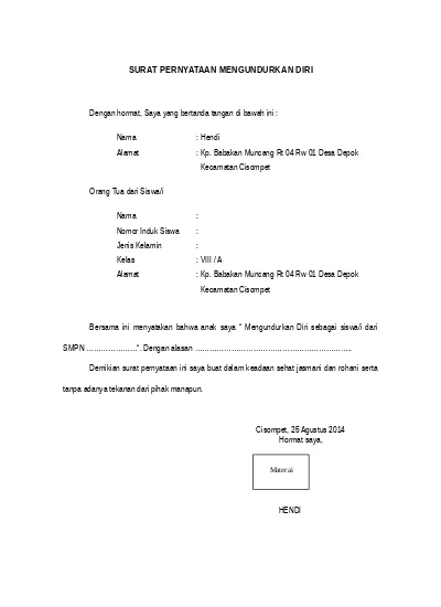 Detail Contoh Surat Pengunduran Diri Siswa Koleksi Nomer 1 Detail Contoh Surat Pengunduran Diri Siswa Koleksi Nomer 1